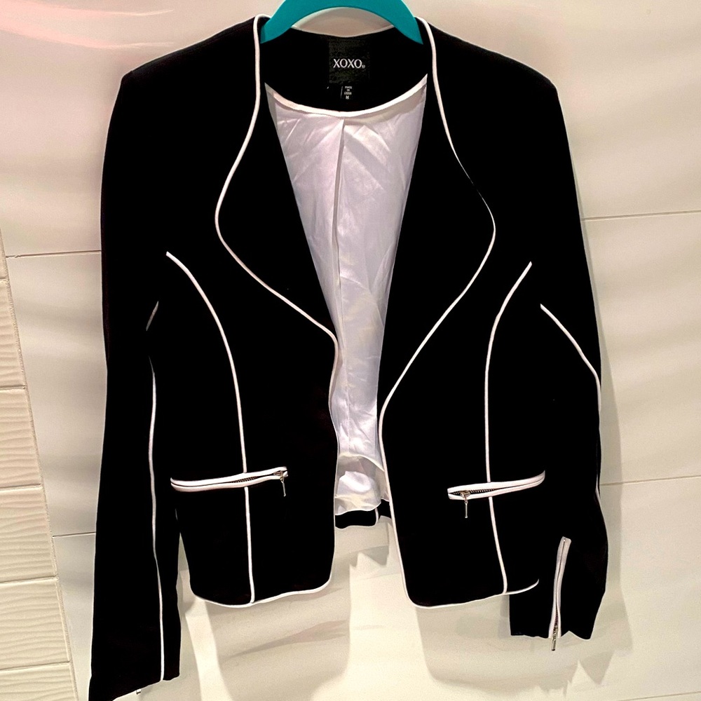 Xoxo Black White Contrast Blazer Jacket - Gem